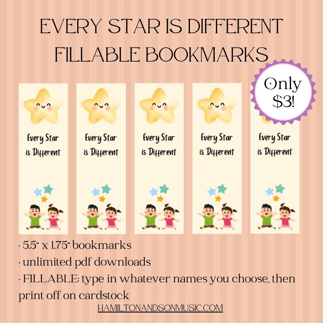 Every Star is Different - fillable bookmarks